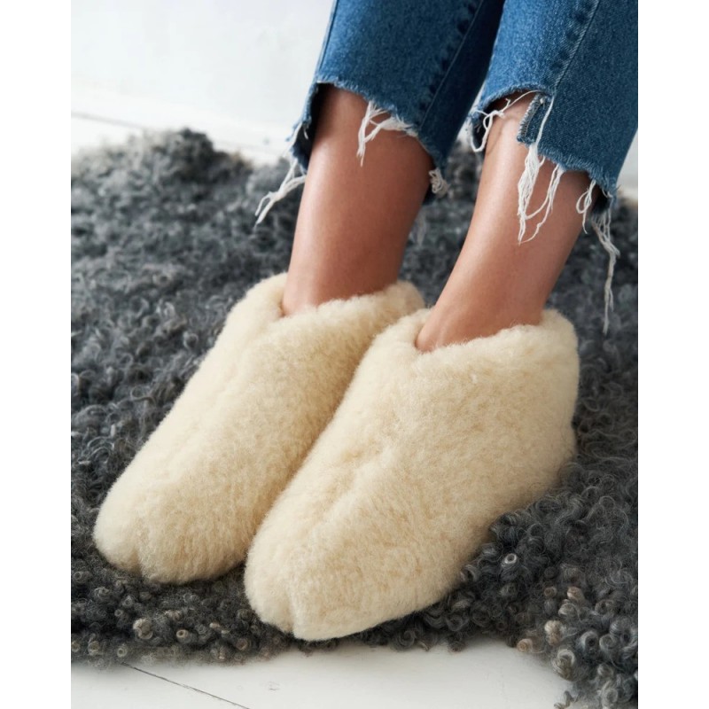 The cozy Sheep Uldhjemmesko (Lav model) – Hvid | Allergi-venlig sutsko